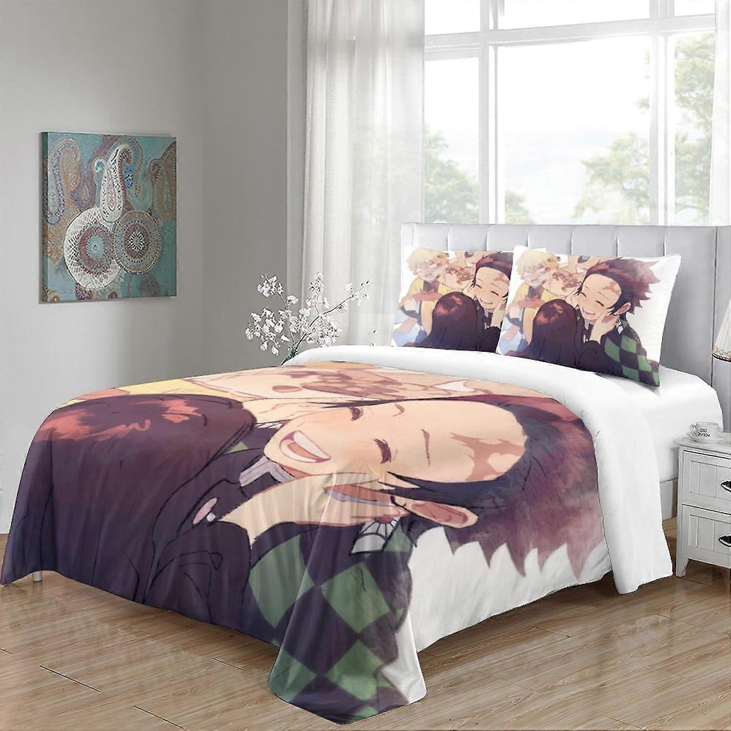 o554 Cute Bed Duvet Cover -Zenitsu Agatsuma Slayer Bedding Sets -3D ...