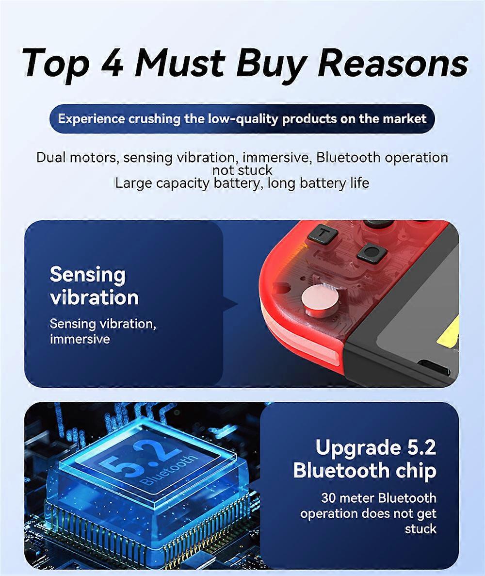 Wireless Controller Compatible For Nintendo Switch, OLED, Lite Gamepad Joystick (L/R ...