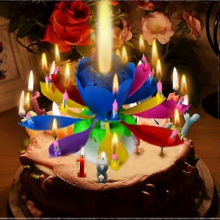 3 Pack Musical Birthday Candle Multicolor Musical Candle Lotus Rotation ...