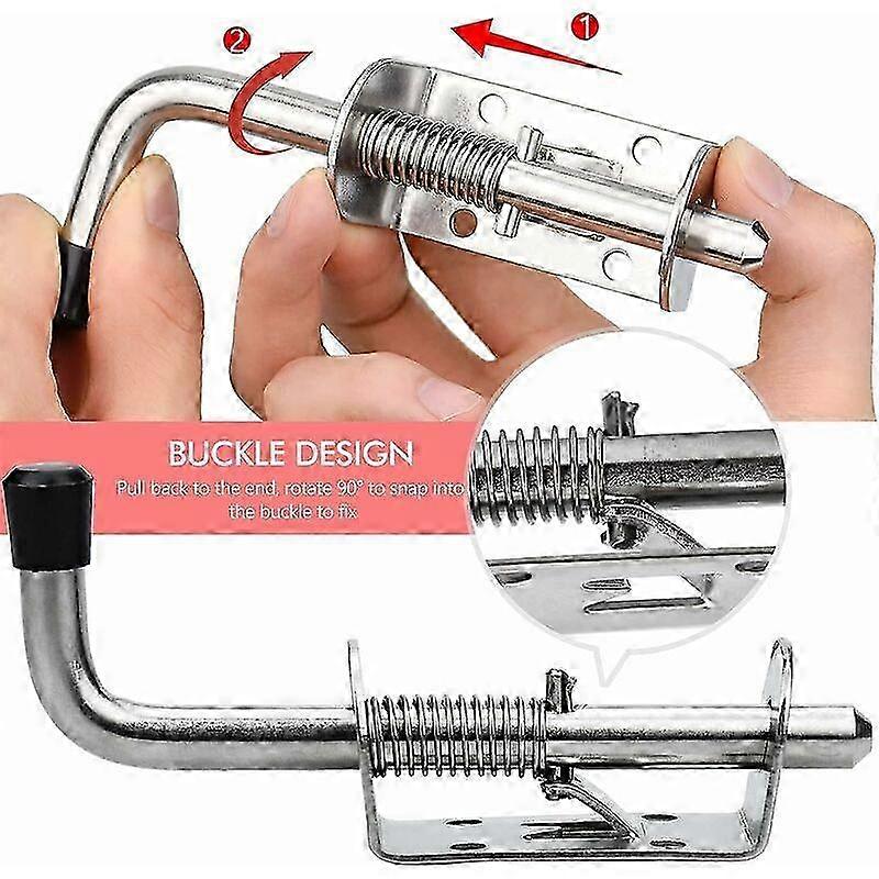 2Pcs Garage Door Bolt Latch Spring Latch Steel Spring Bolts Latches and ...