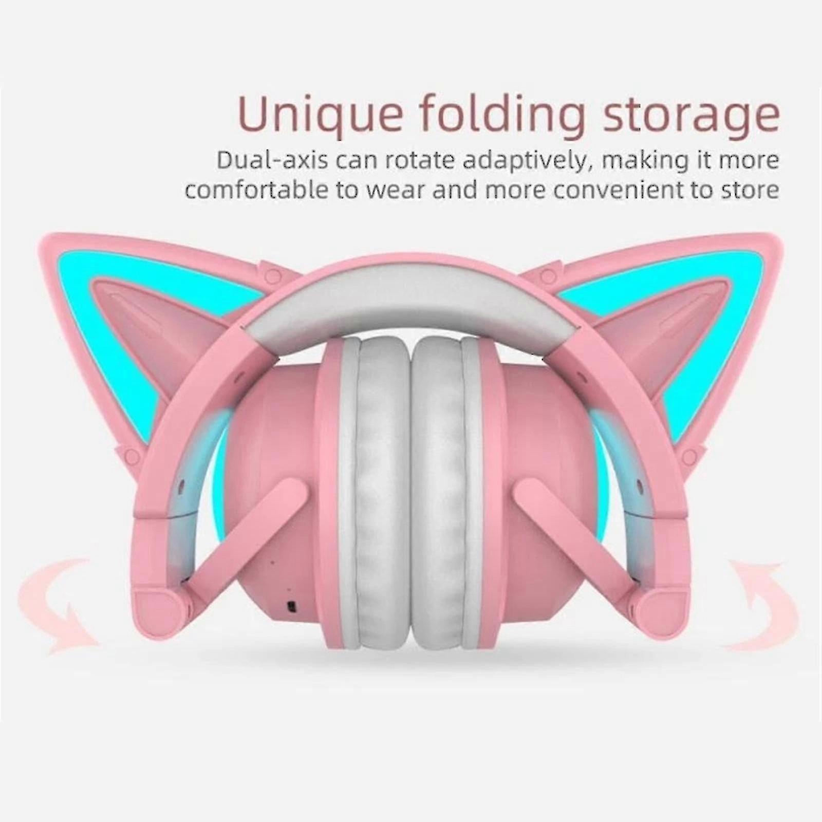 Foldable Cat Ear Headphones Led Wireless Bluetooth 5.0 Autom-change ...