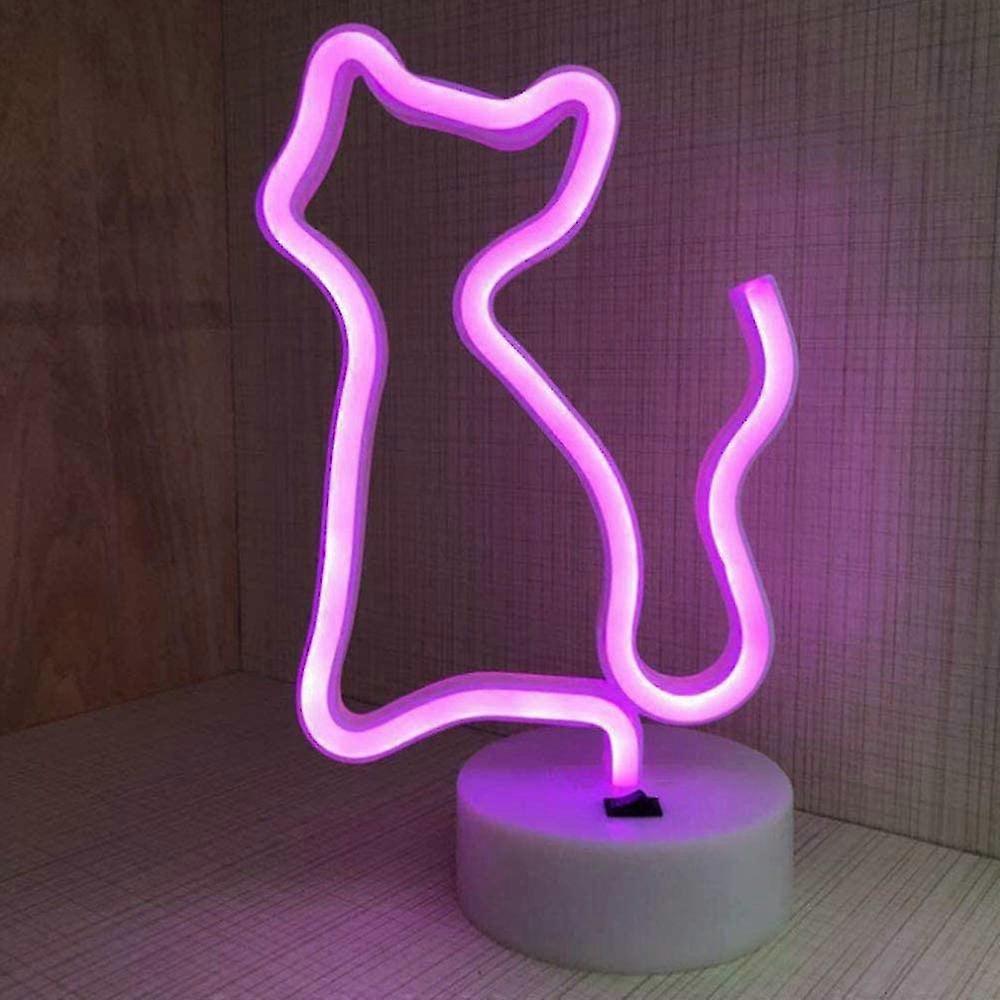 Neon Cat Light Sign Cat Neon Lights With Base Room Decor Battery And ...
