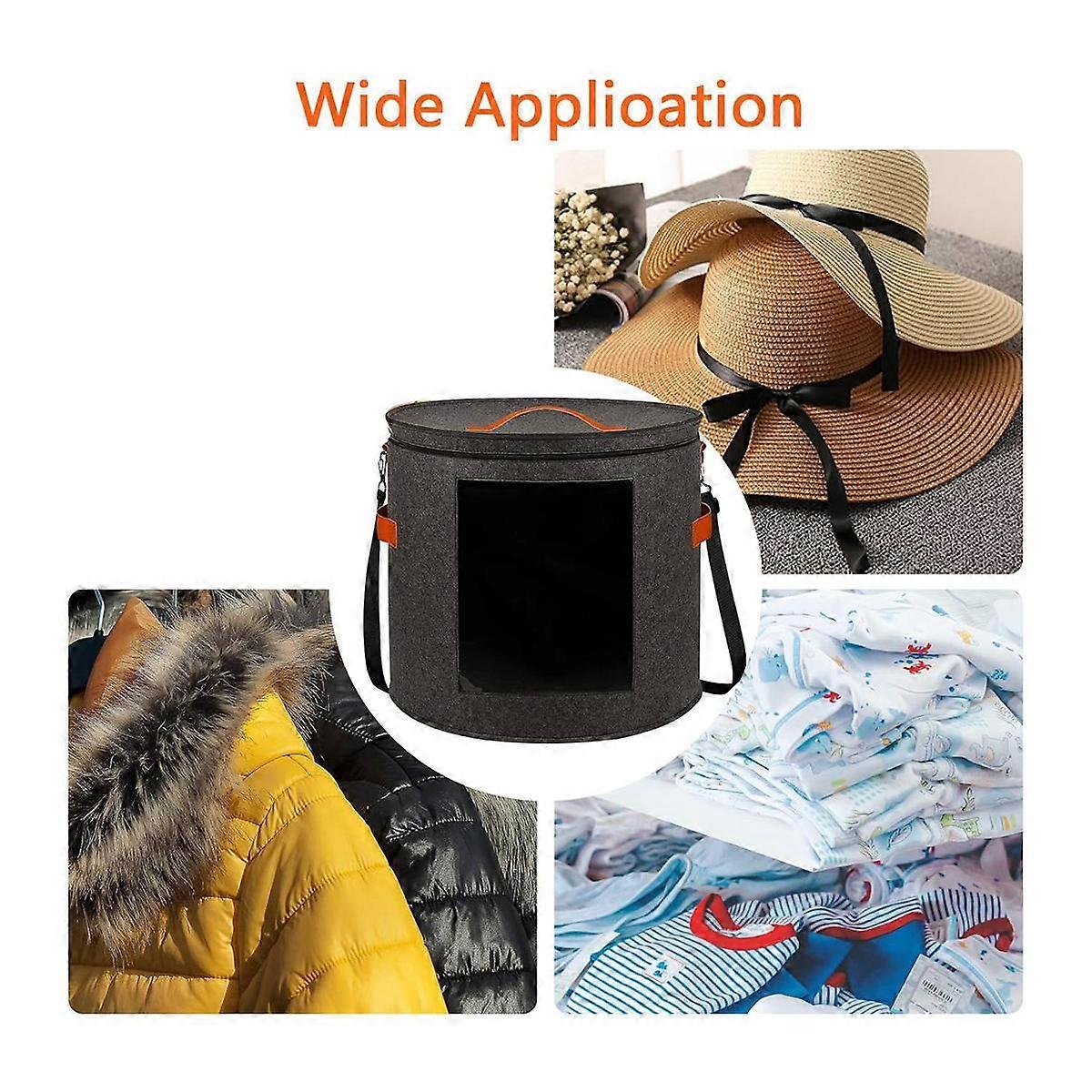 Hat Storage Box for Women & Men, 19Inch D x 17Inch H Hat Boxes Felt ...