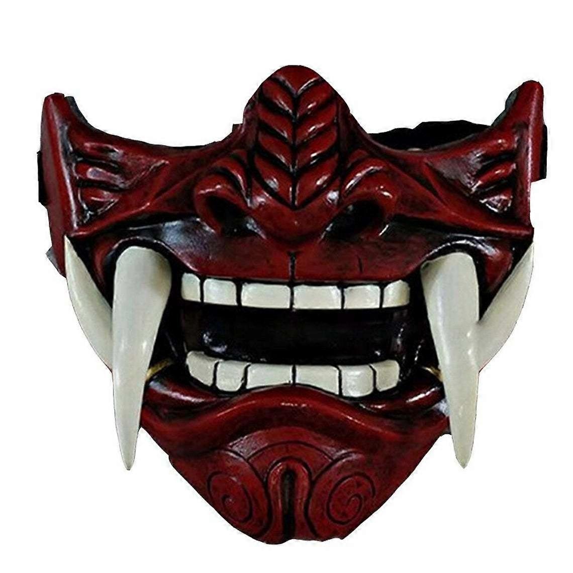 Half Face Assassin Ronin Samurai Mask Demon Oni Mempo Japanese Latex ...