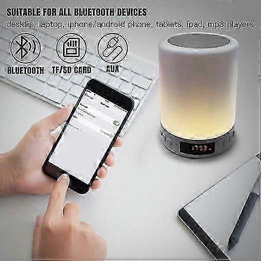 Bluetooth Speaker Dimmable Bedside Lamp Touch Control RGB 6 Color ...