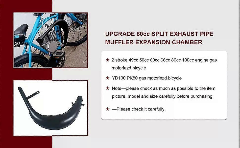 Pipe Exhaust Muffler Black Fit 50 80cc 2 Stroke Bike Gas Engine Curved ...