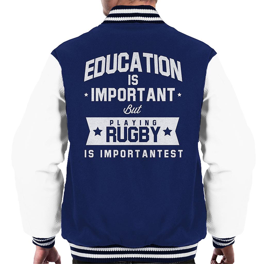 Education Is Important But Rugby Is Importantest Men's Varsity Jacket ...