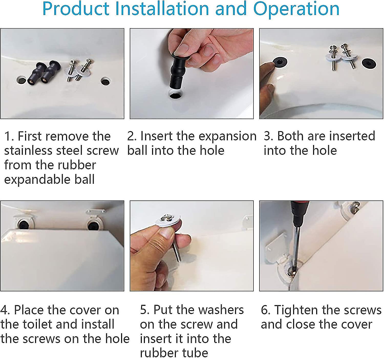 Jubee 6 Toilet Seat Screws, Toilet Seat Fasteners, Rubber Expansion ...