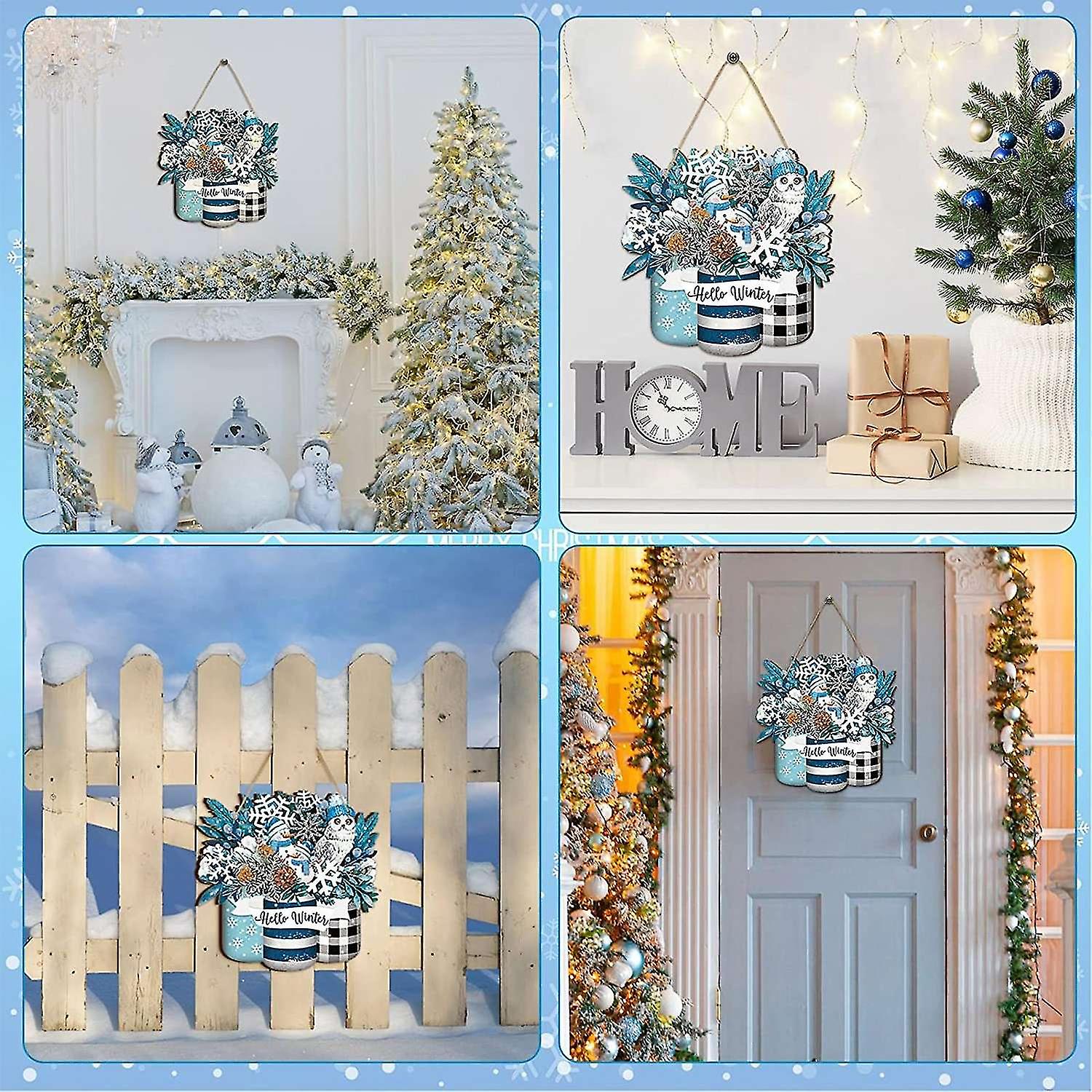 Door Welcome Sign Flower Pattern Hanging Decorative Wooden Pastoral ...