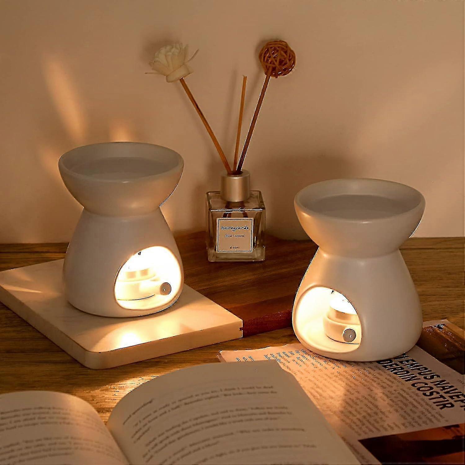 2 Pcs Ceramic Essential Oil Burner Wax Melt Burner, Home Decor Aroma ...