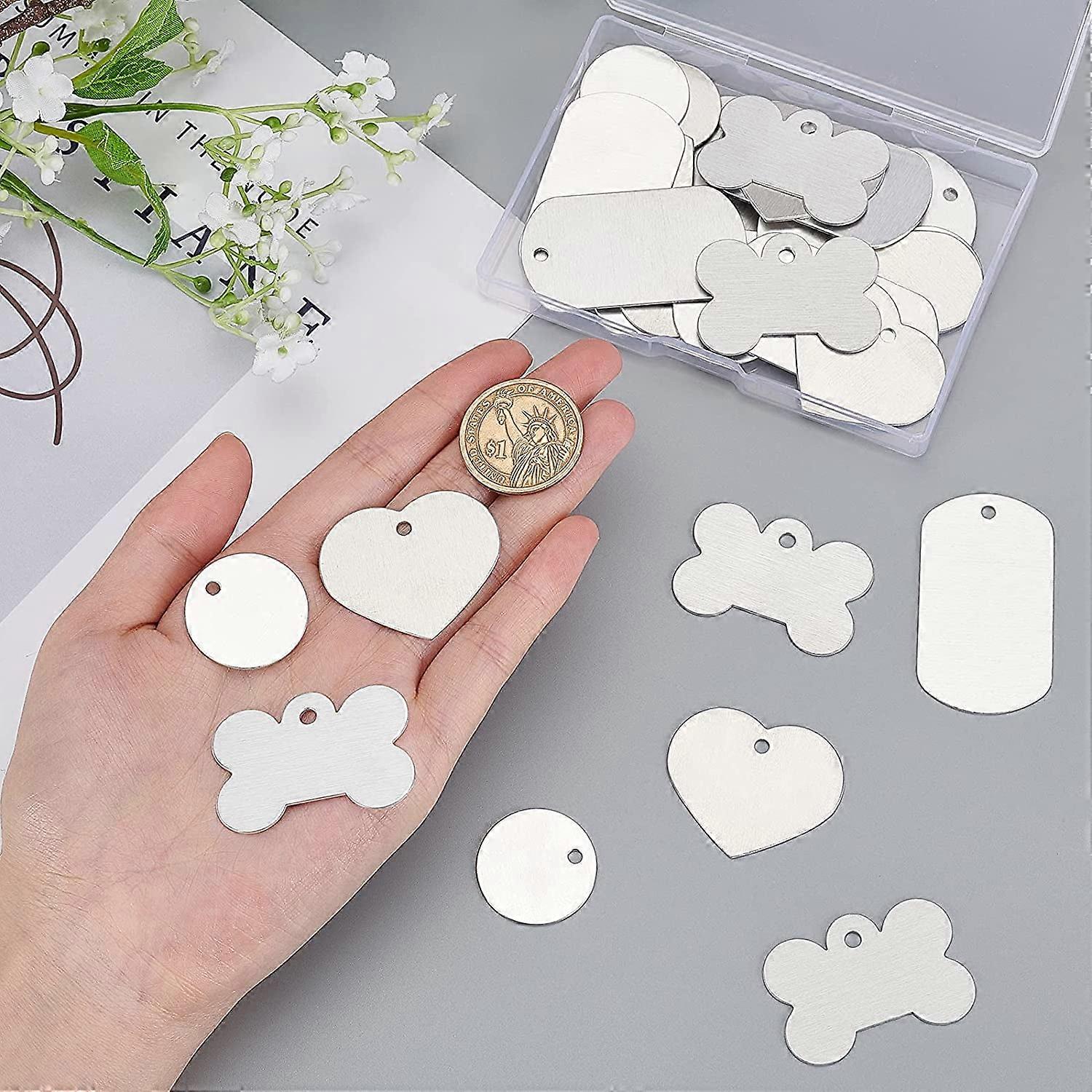 32 Packs Large Round Blanks Rectangle Heart Stamping Blanks Bone Shape ...