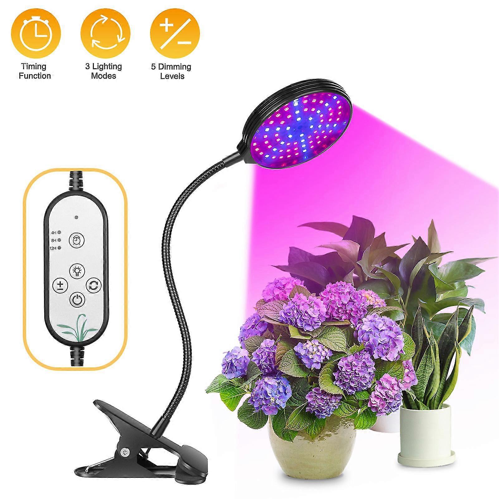 LED Grow Light for Indoor Plants 60W 4-Head Red & Blue LEDs Auto On ...