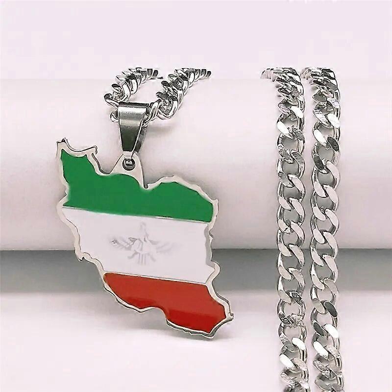 Iran Map Iranian Flag Stainless Steel Ahura Mazda Religion Necklace ...