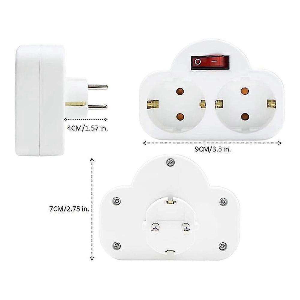 2pcs Socket Adapter With Switch, 250v/16a 3680w Portable Sockets Wall ...