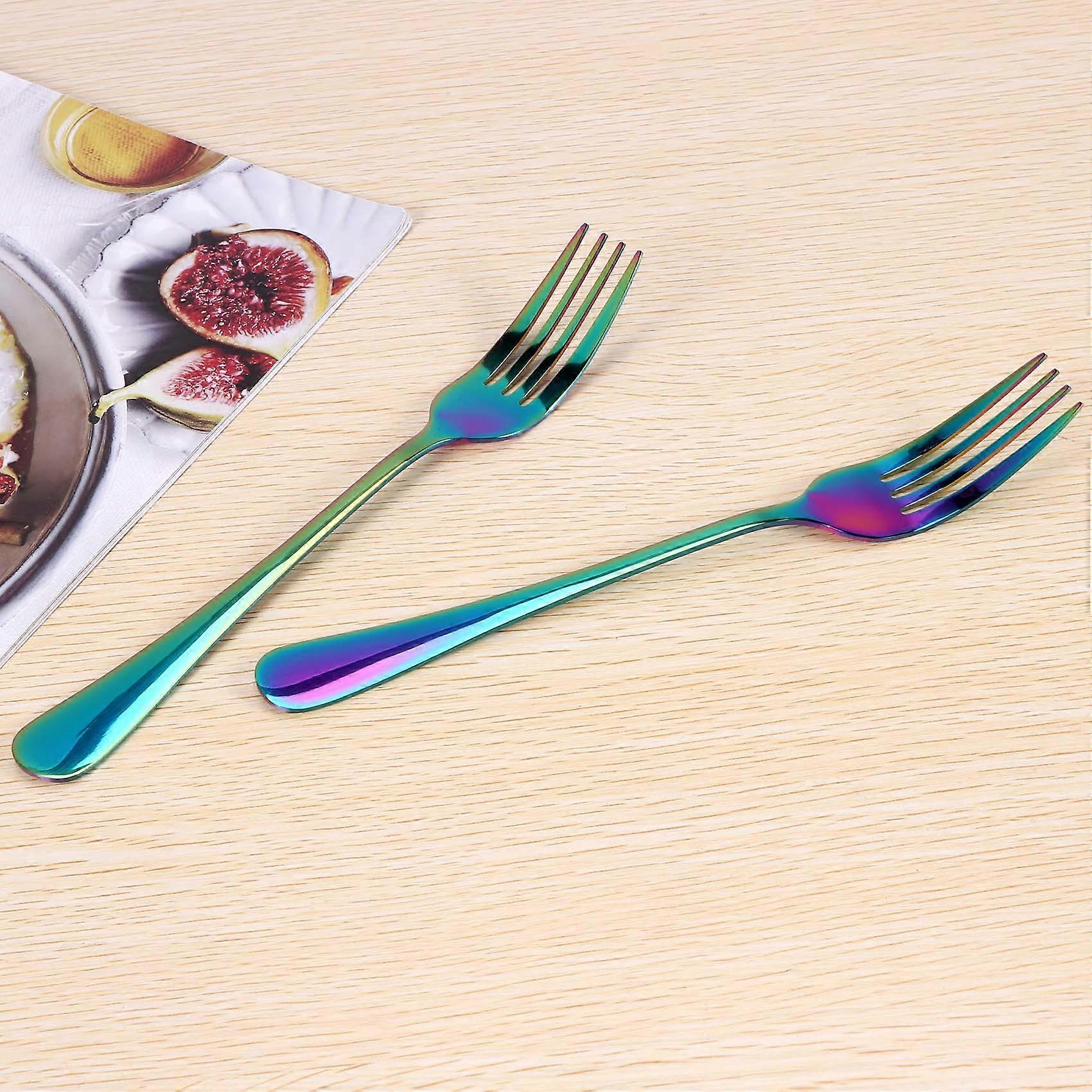 Stainless Steel Table Forks Set, 6Pcs Rainbow Color Stainless Steel ...
