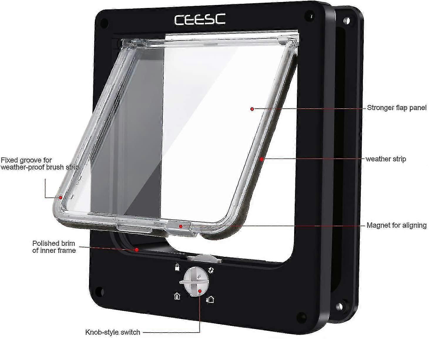 Cat Flap Magnetic Pet Door With Rotary 4 Way Lock For Cats, Kitties ...