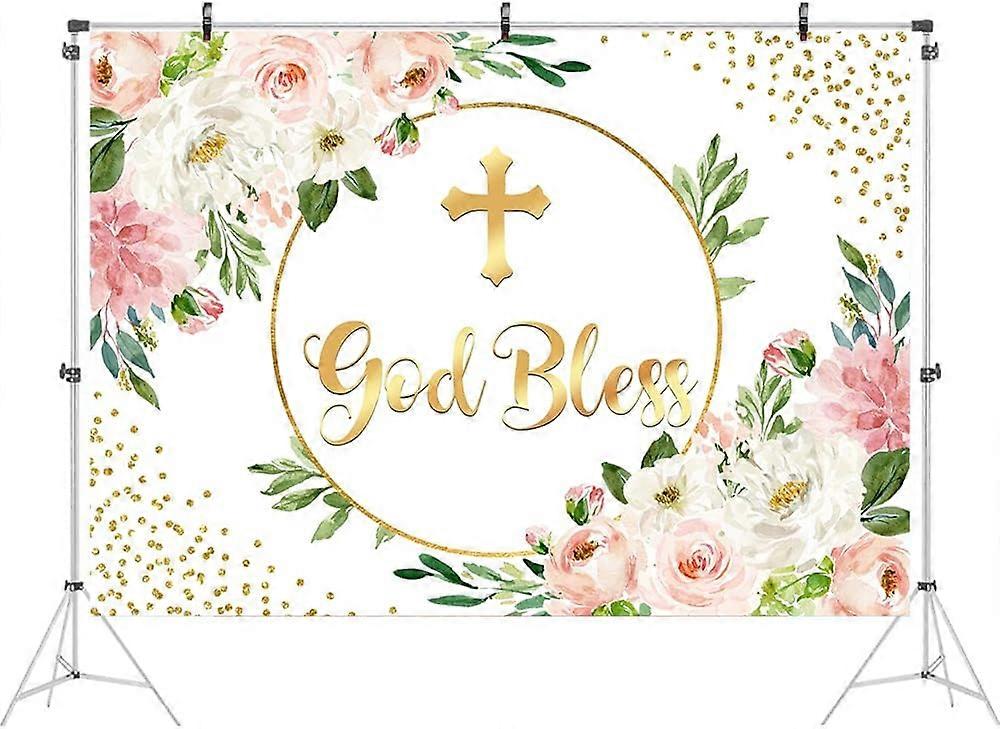 Heyone 5x3ft Bautismo Fondo Para Niña Primera Comunión Fondo Rosa Y ...