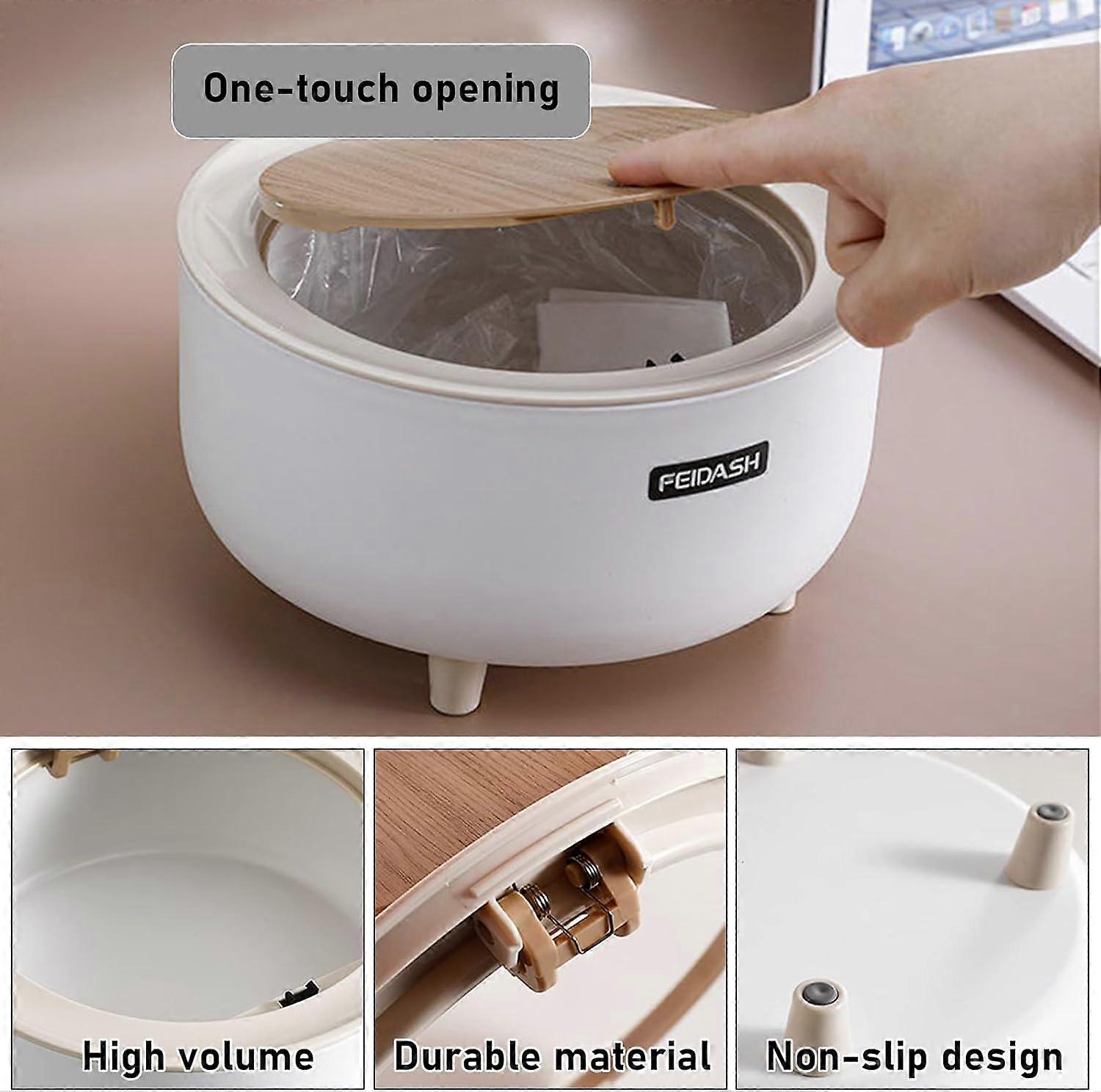 White Tabletop Trash Can Mini 2 Liter Capacity Trash Can Desktop ...