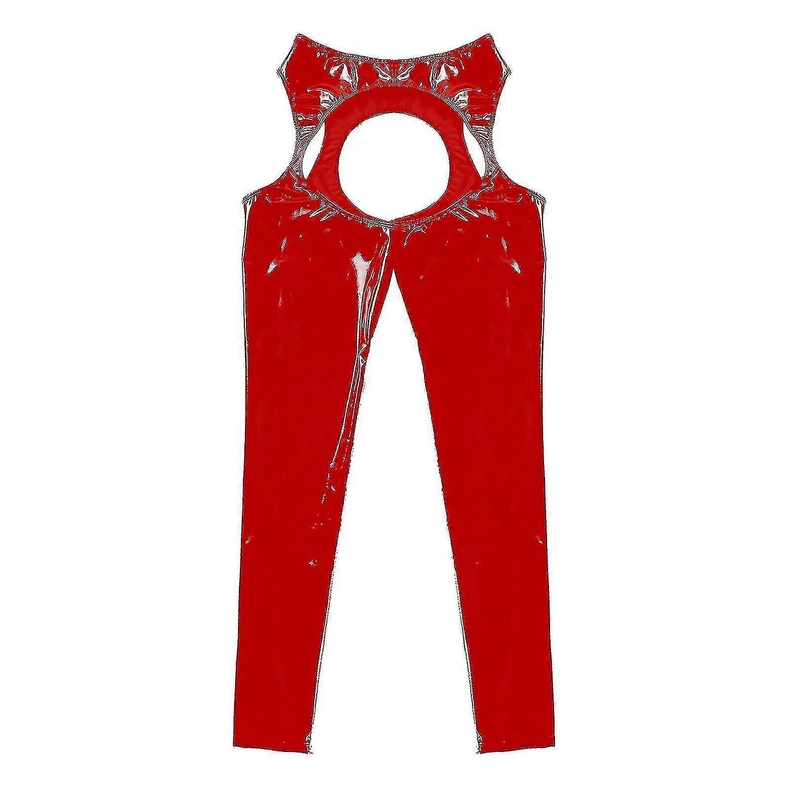 Sexy Crotchless Open Butt Pants Exotic Trouser Women High Waist Wetlook ...