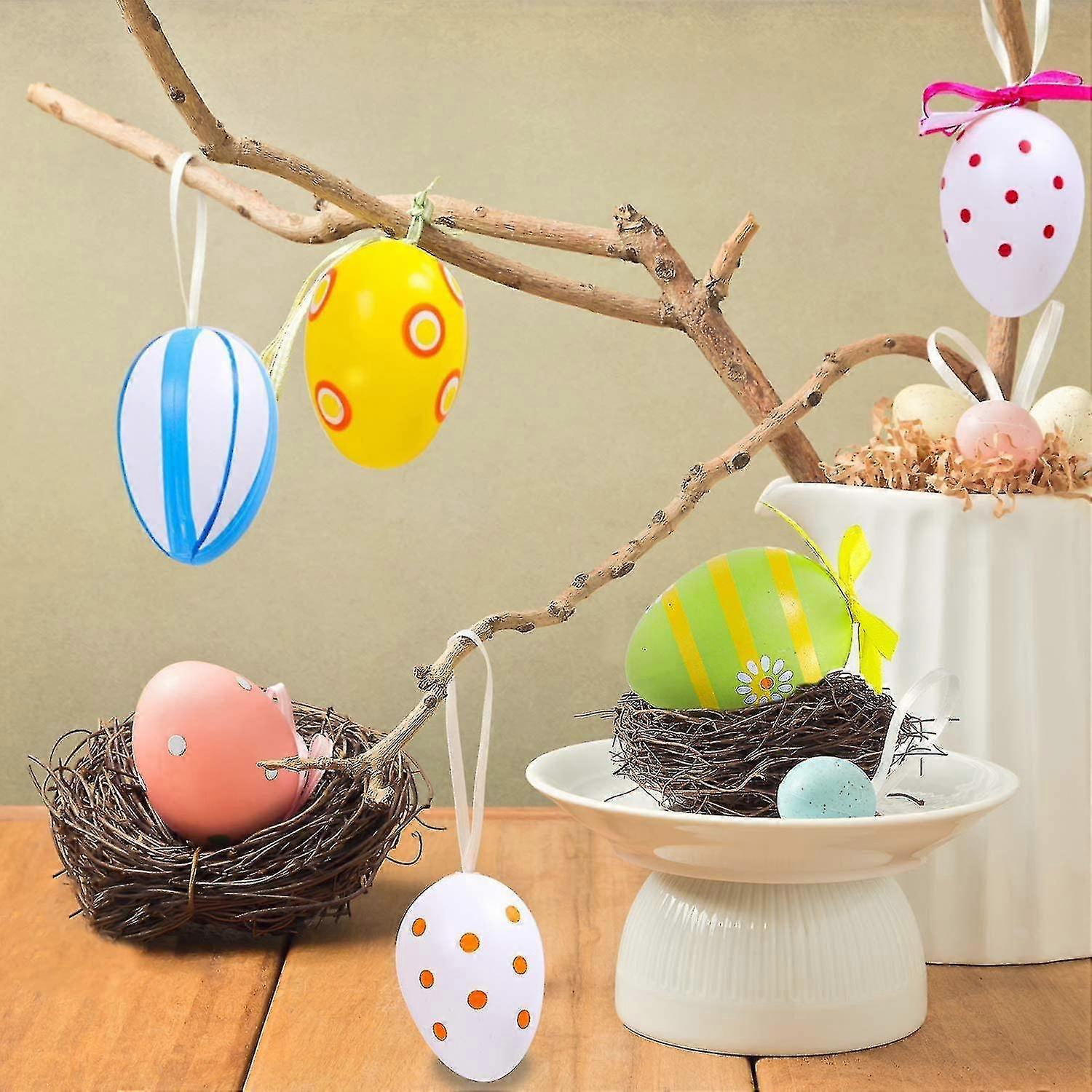 Easter Eggs Decorations,16 Pcs Easter Eggs Hanging Ornaments, Colorful ...