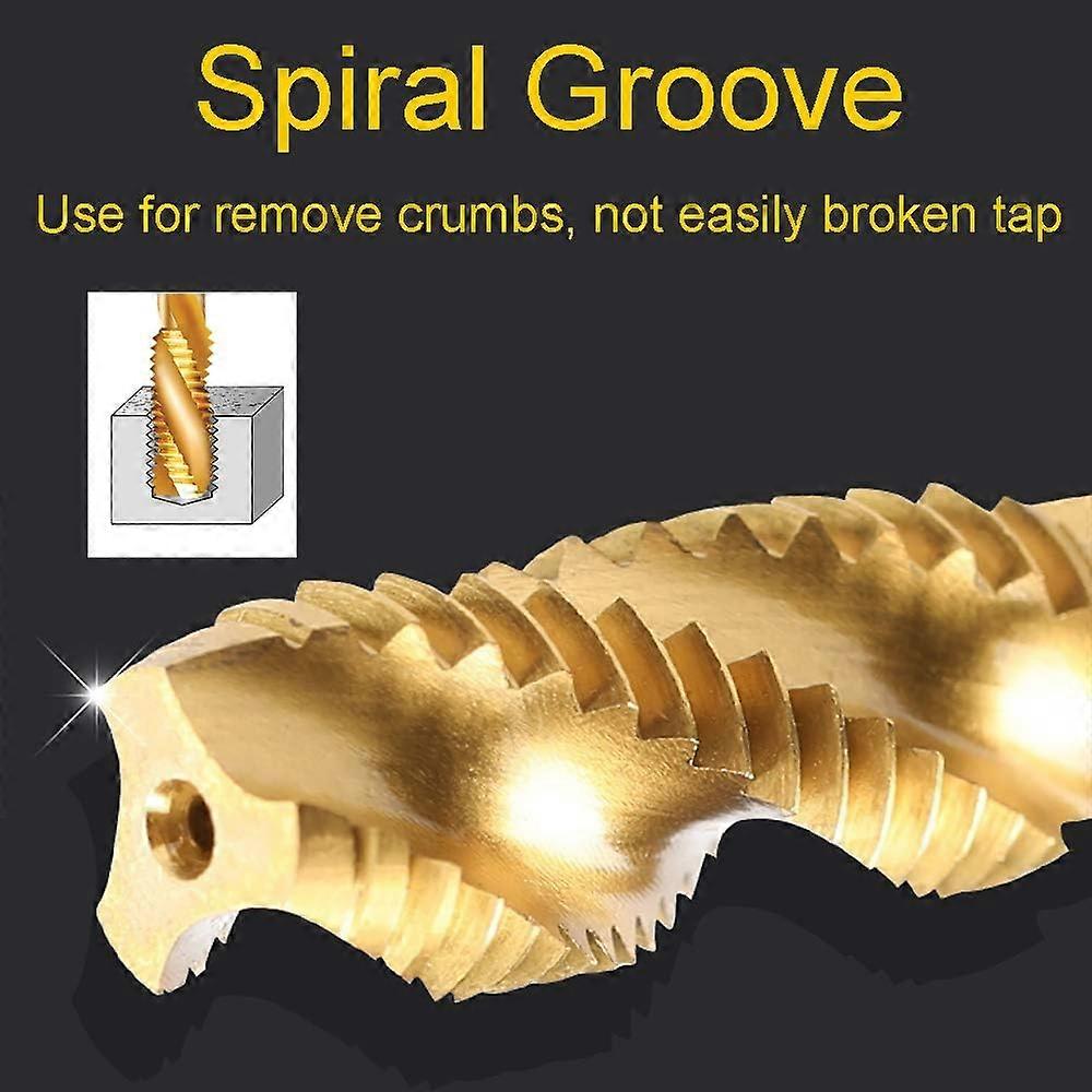 9 Pack of M2 M2.5 M3 M4 M5 M6 M8 M10 M12 Titanium Coated HSS Spiral ...