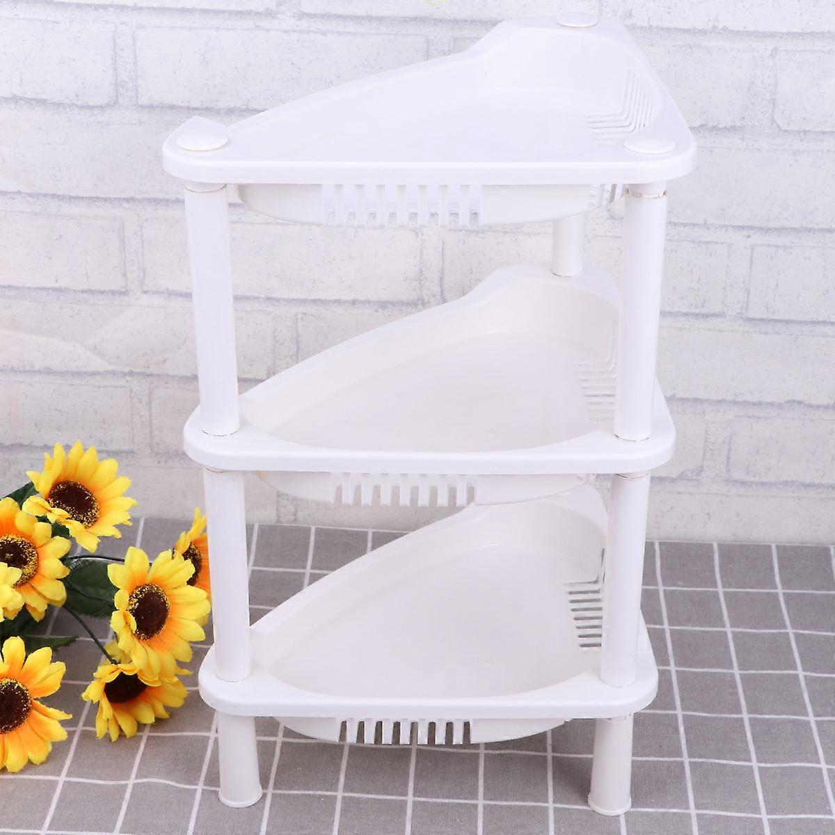 3 Layer Plastic Small Storage Shelves Plastic Basket Corner Shelf ...