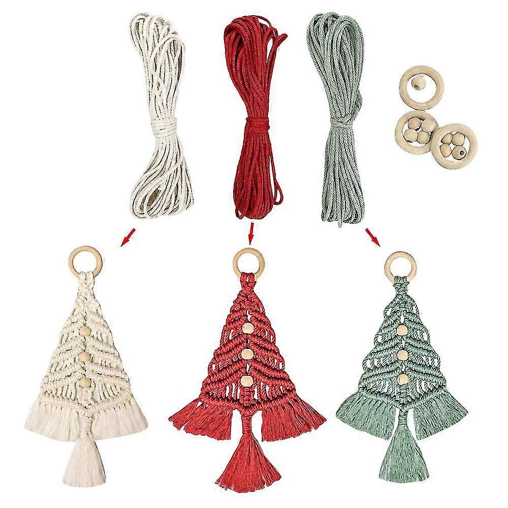 3pcs Christmas Tree Macrame Diy Kit, Handmade Diy Self-made Woven ...