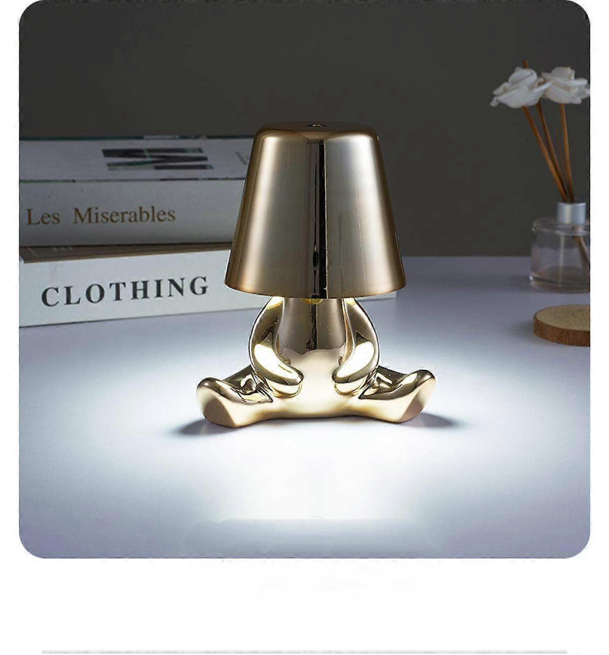 Bedside Touch Control Table Lamp, Cute Silver People Led Desk Gold ...