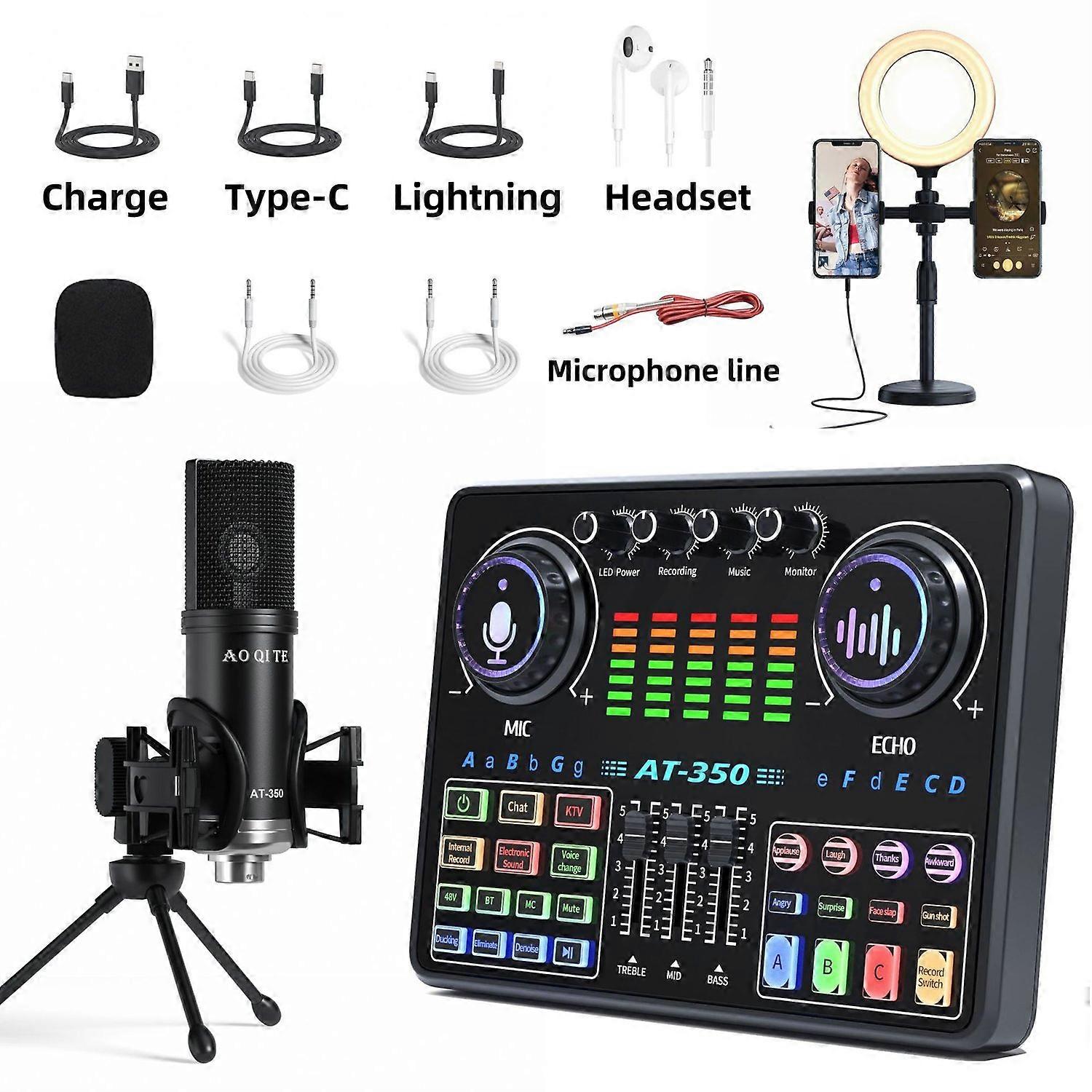 English 48V Live Sound Card Full Set Equipment Mobile Phone Sound Card ...