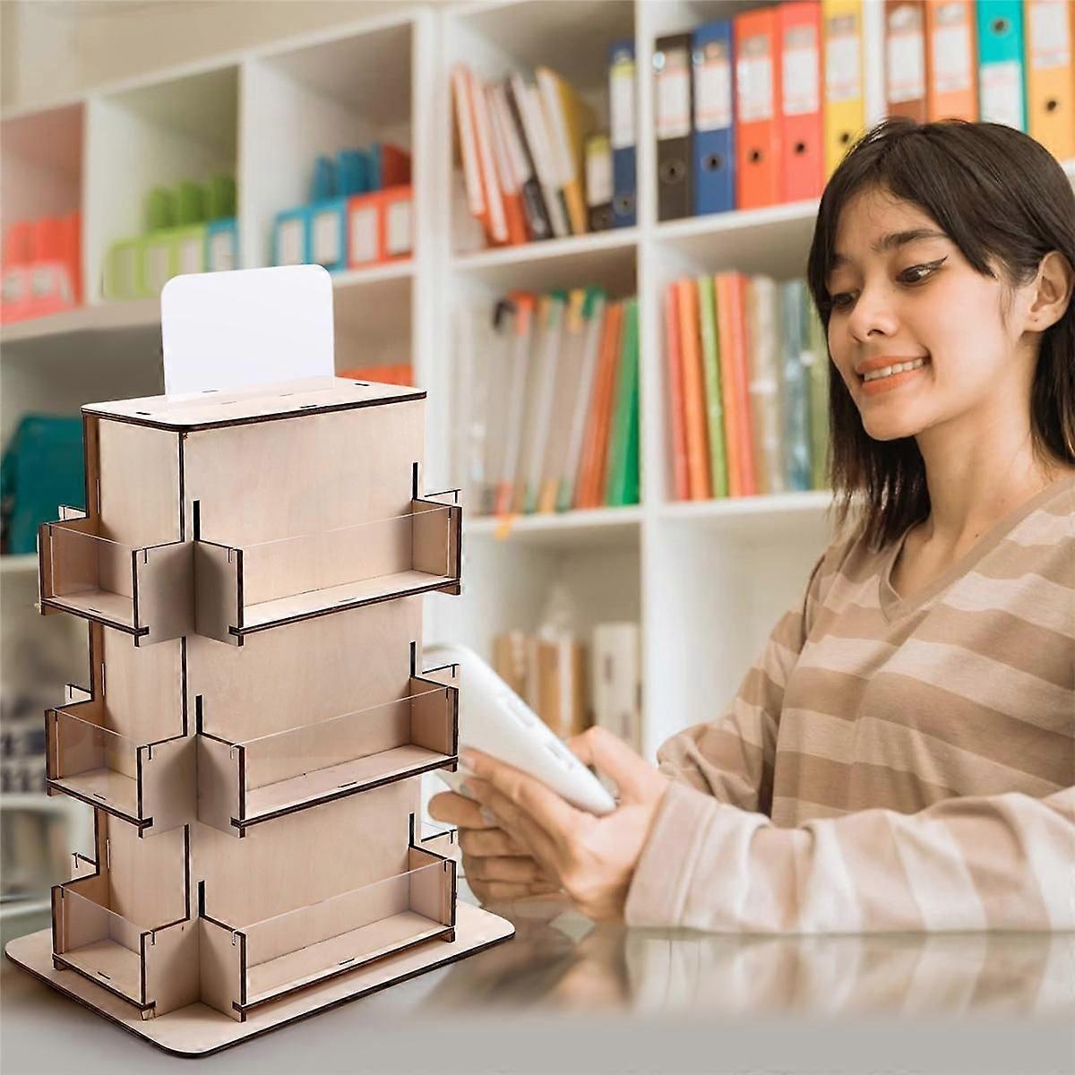 Rotating Display Stand,Rotating Sticker Display Stand,Wooden Greeting ...