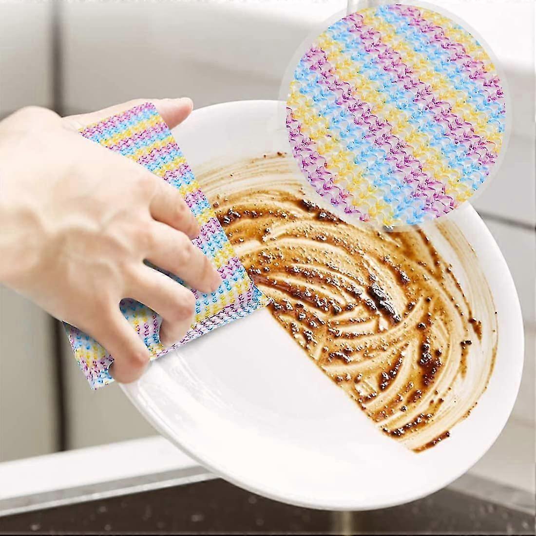 8 Packs Kitchen Sponge for Dishes, Reuseable Scouring Sponge for Pots ...