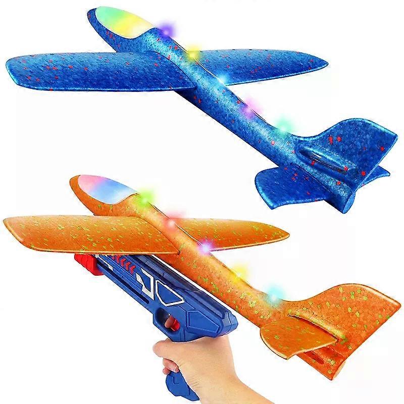 LED Flash Foam Plane 10M Launcher Catapult Airplane Gun Toy Children ...