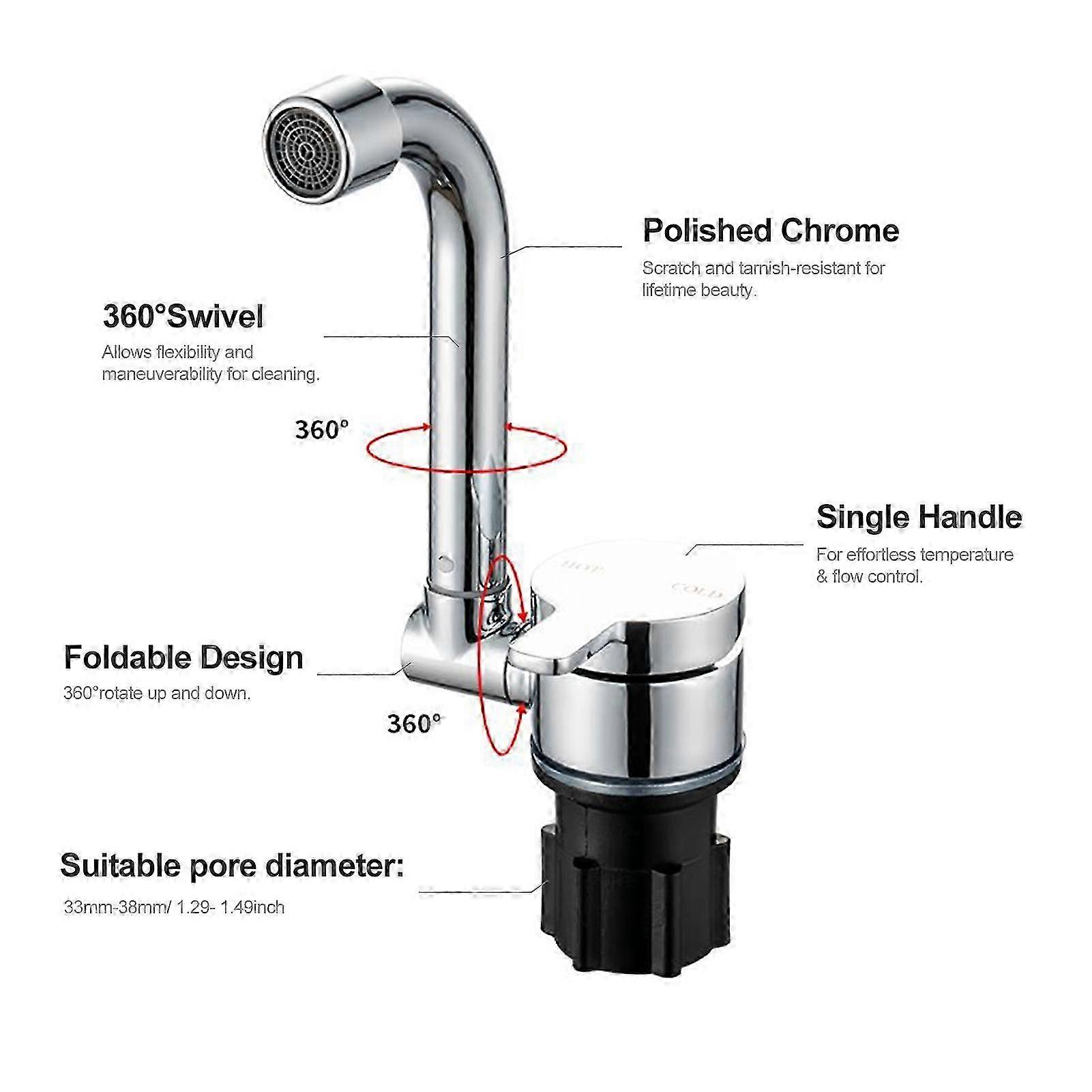 360° Swivel RV Faucet for Motorhomes - Foldable Kitchen Tap with Hot ...