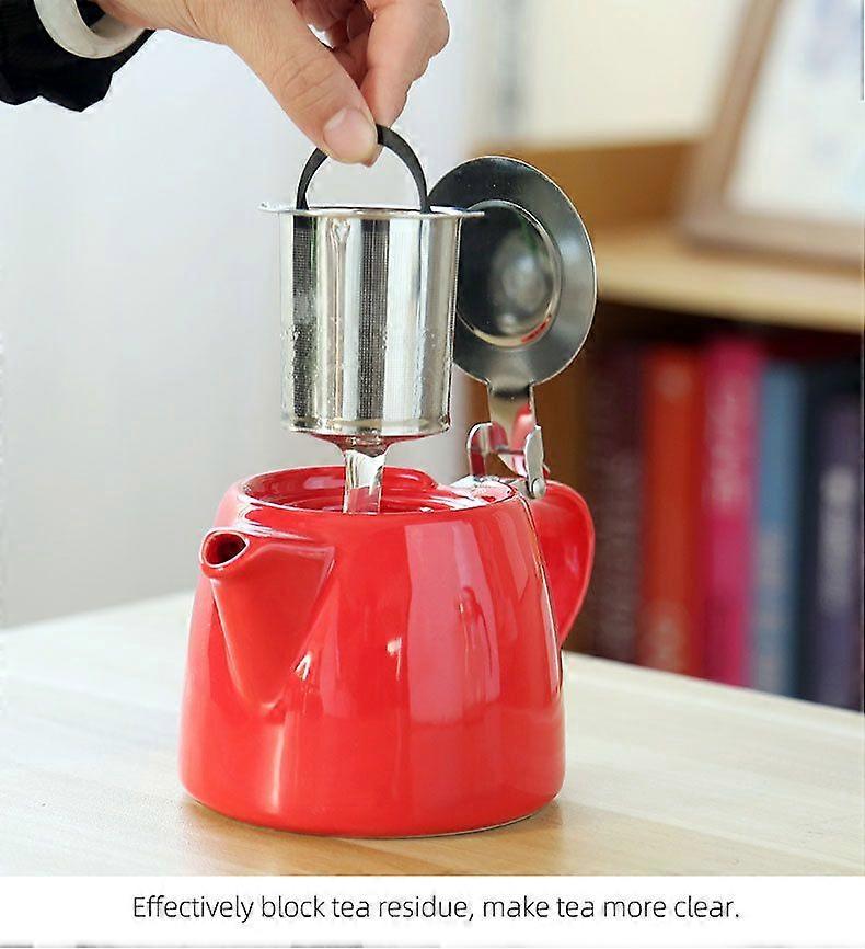 Stylish Red Ceramic Teapot with Strainer and Lid, Perfect for One or ...