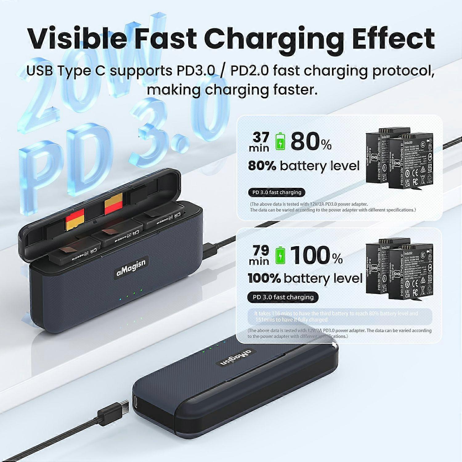 AMAGISN Fast Charging Battery Case Charger Storage Box Without Battery ...