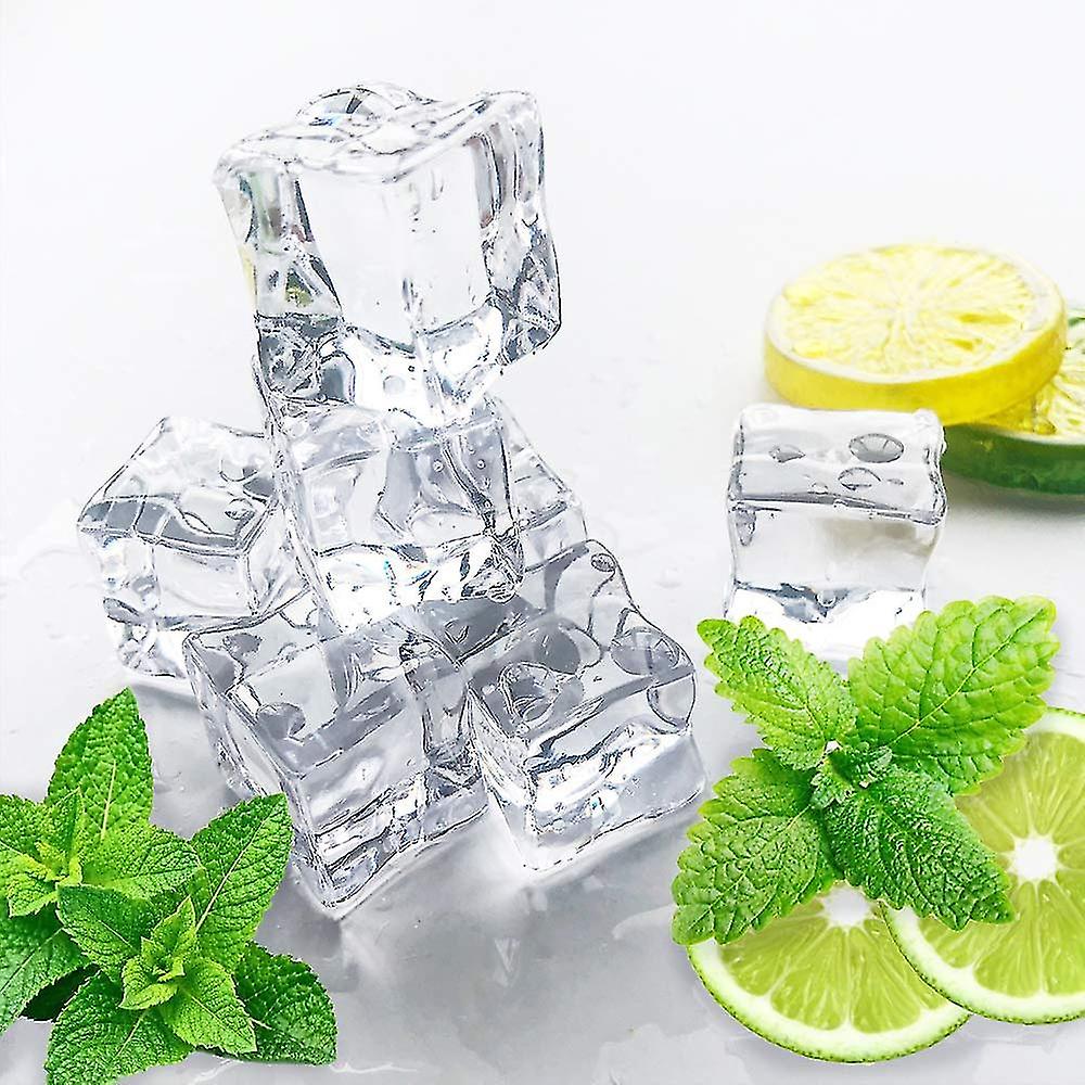 100pcs 20*20mm Artificial Acrylic Ice Cubes Clear Fake Ice Cubes Diamonds Plastic Ice Cubes Fake ...