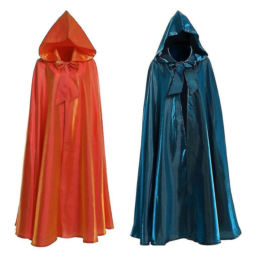 Witchcraft Solid Color Tie Up Medieval Robe Halloween Hooded Cloak Long ...