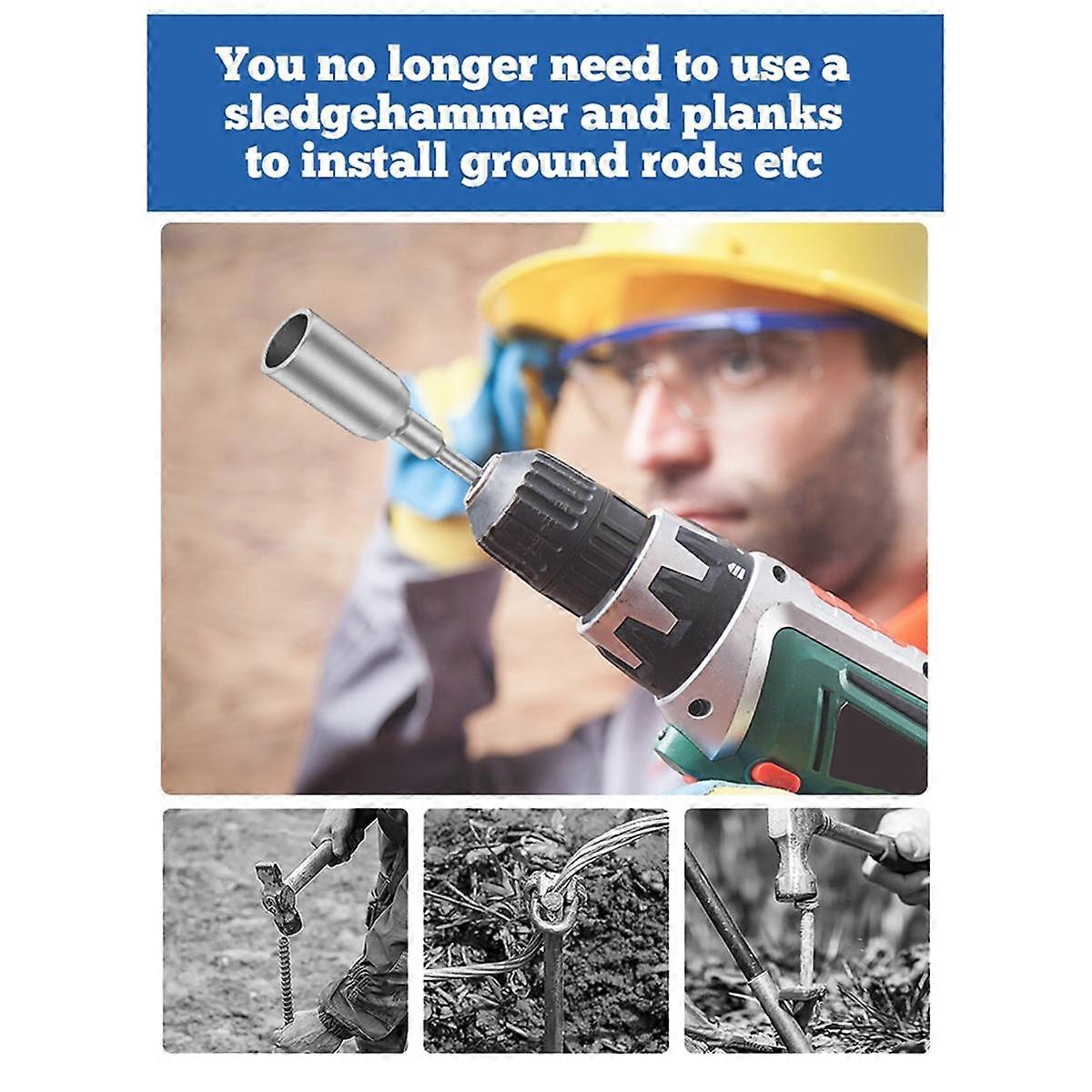 SDS Plus Ground Rod Driver Heavy Duty Grounding Rod Steel Drill Bit ...