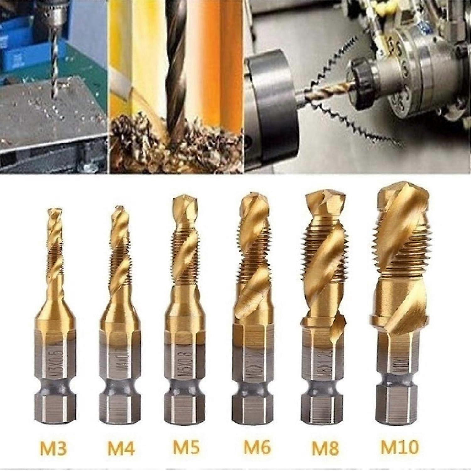 Metric Tap Set, 6 Piece Metric Thread M3 M4 M5 M6 M8 M10 Titanium ...