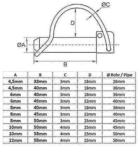 10 Pack 8.0mm X 45mm Folding Pins For 40mm Pipes [10] Tube 8mm X 45mm ...