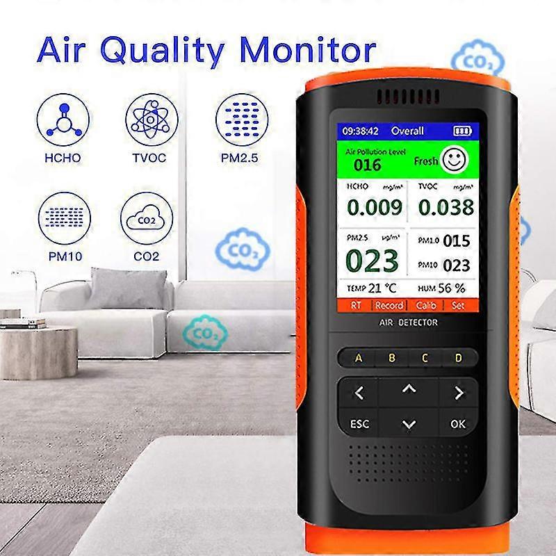 9 In 1 Air Quality Monitor Pm2.5 Meter Portable Lcd Display Formaldehyde Detector Indoor Air ...