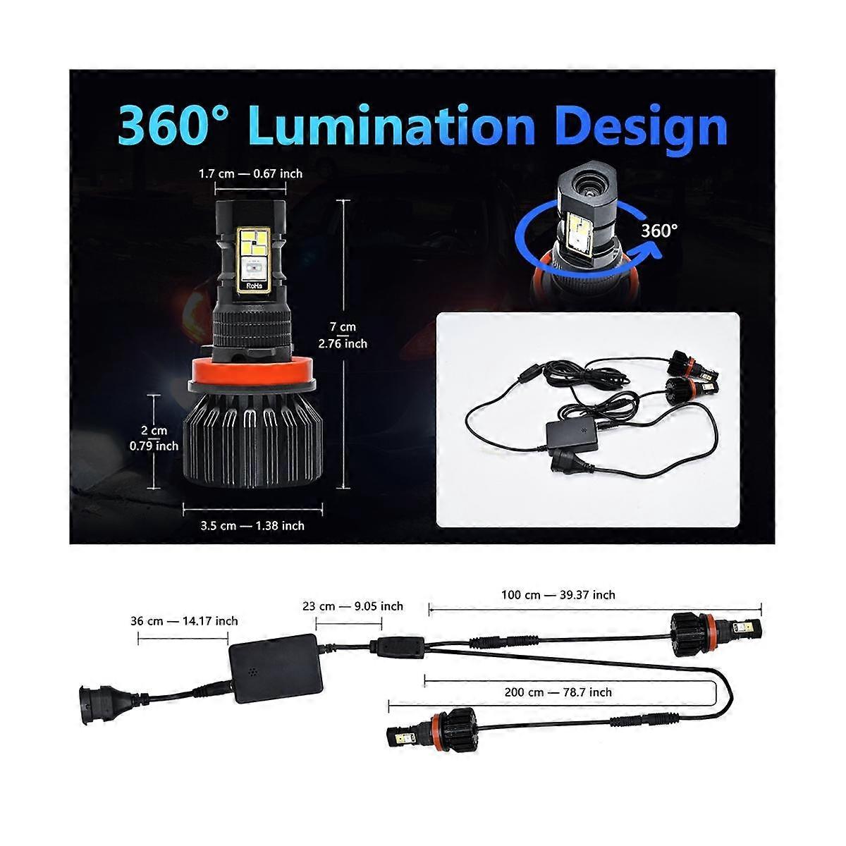 Car LED RGB Headlight APP Bluetooth-Compatible Control Multi Colors LED ...