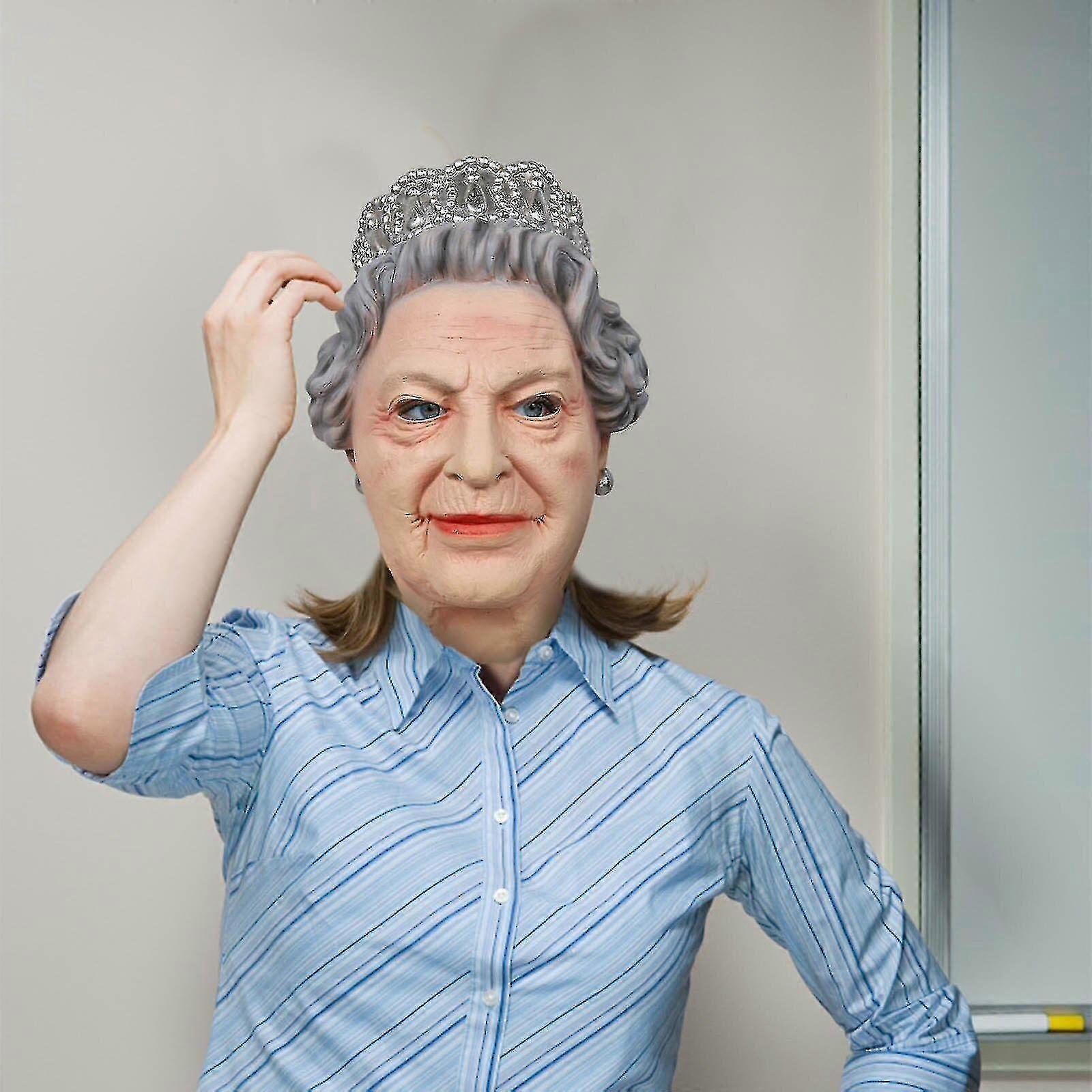 Realistic Queen Elizabeth Mask Latex Human Wrinkle Face Mask Cosplay ...