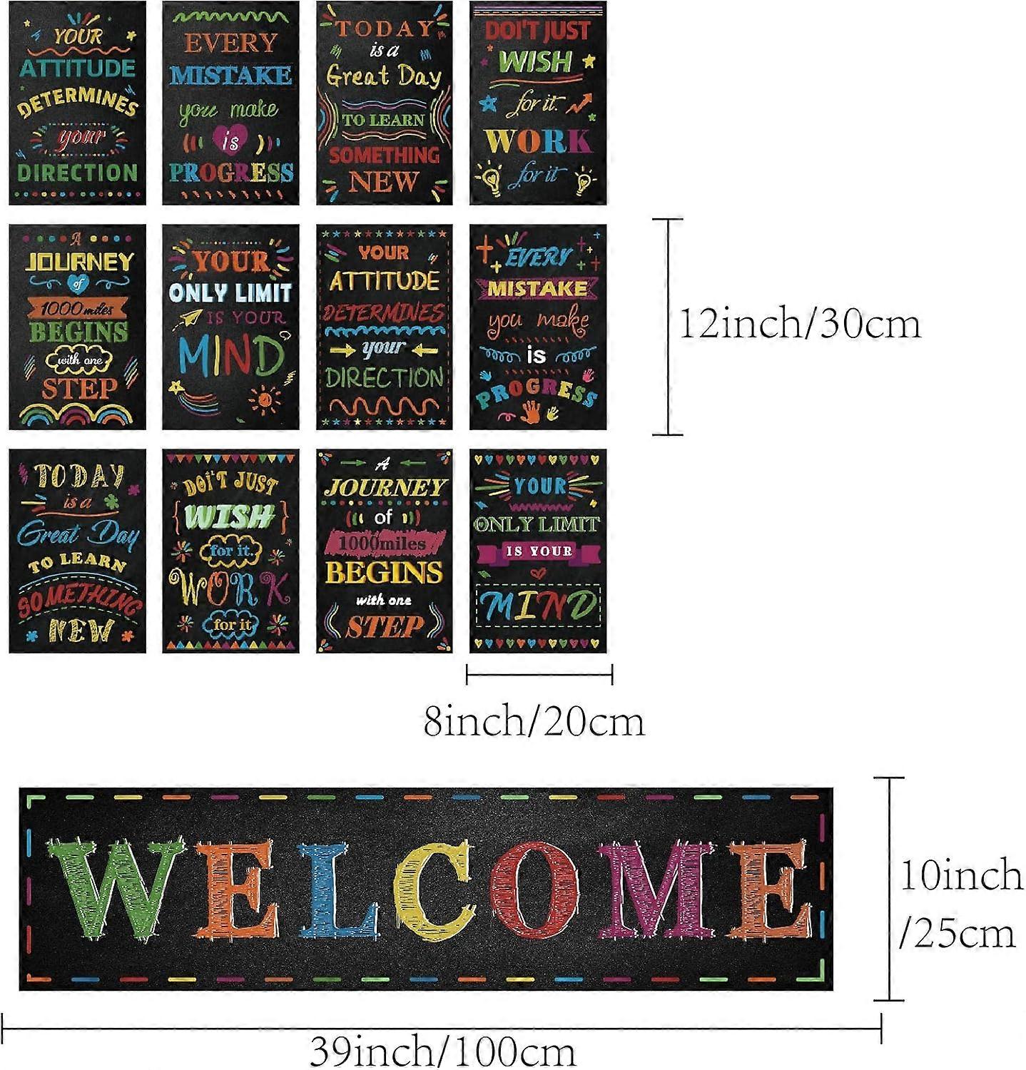 13Pcs Welcome Classroom Decoration Banner Posters Sign Bulletin Board ...