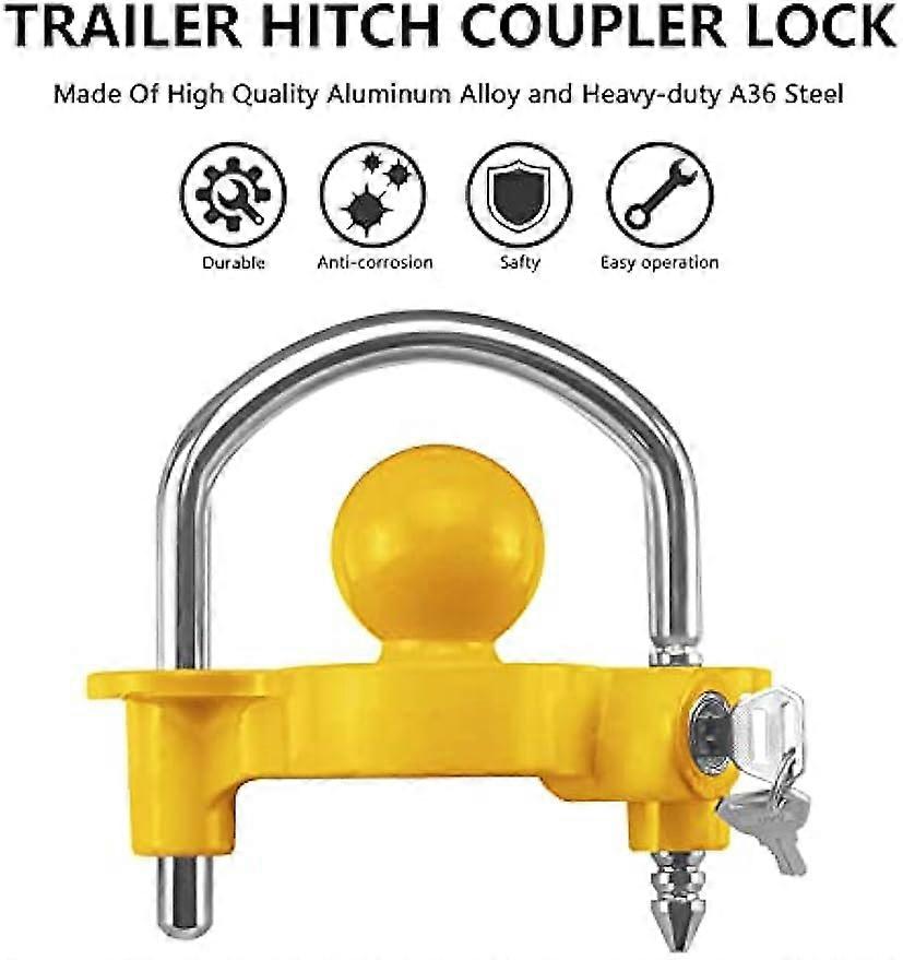 Trailer Lock Universal Coupler Ball Lock Fits 1-7/8", 2", and 2-5/16 ...