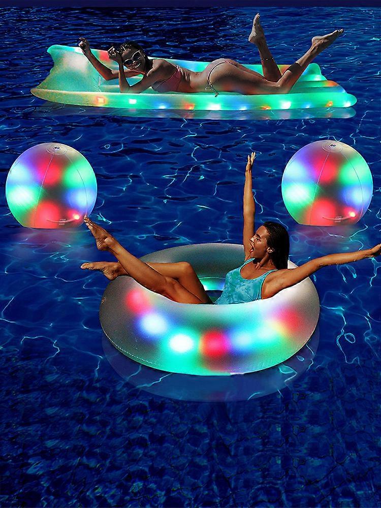 Swimming Ring LED Light Colorful Glitter Pool Foats For Adult ...