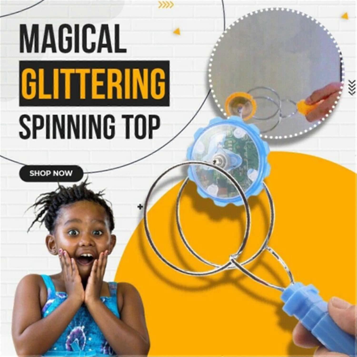 Spinning Top Gyro Wheel Hand Operated Magical Glittering Spinning Top ...