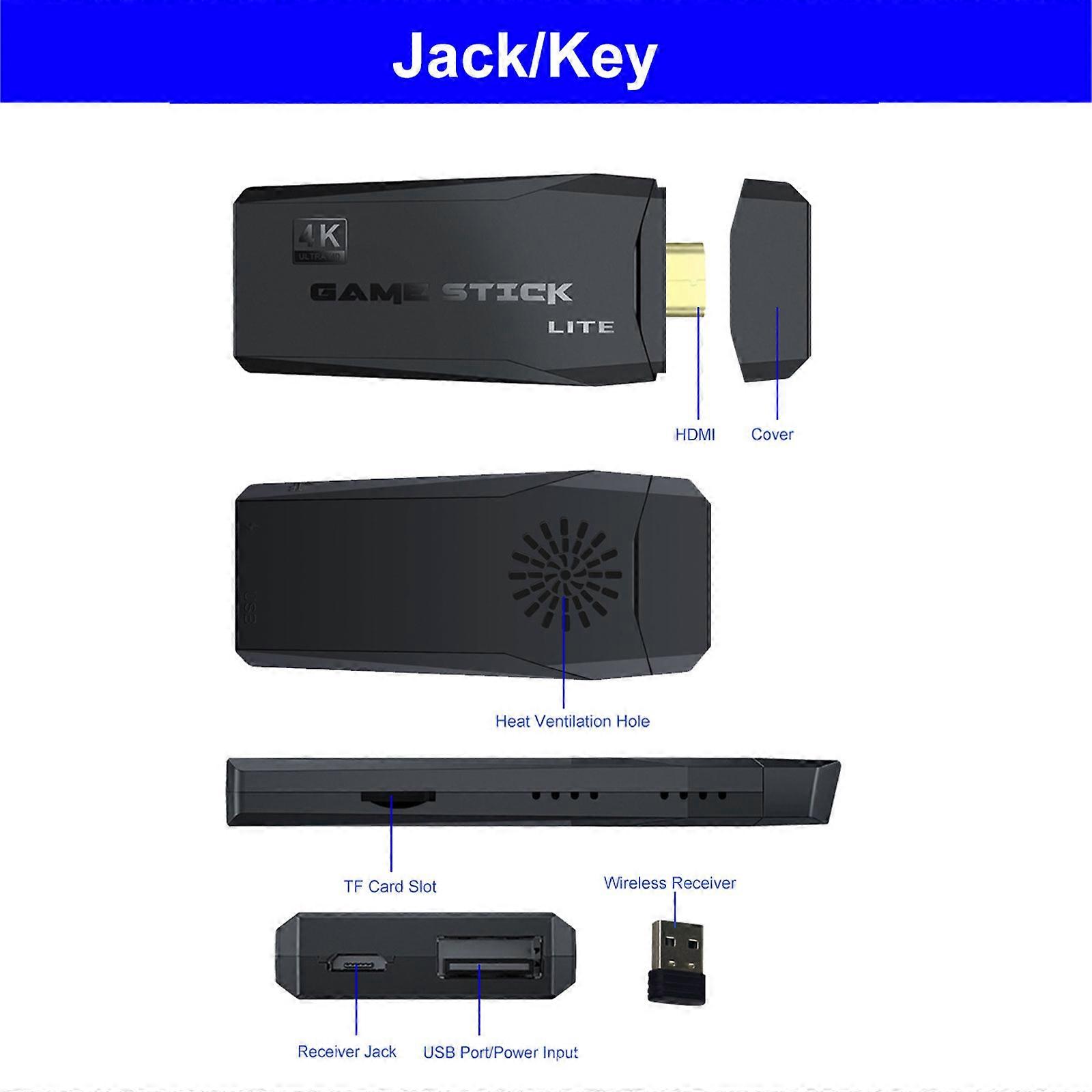 Wireless HDMI 4K TV Game Stick Console Built in 64GB 10000 Retro Games ...