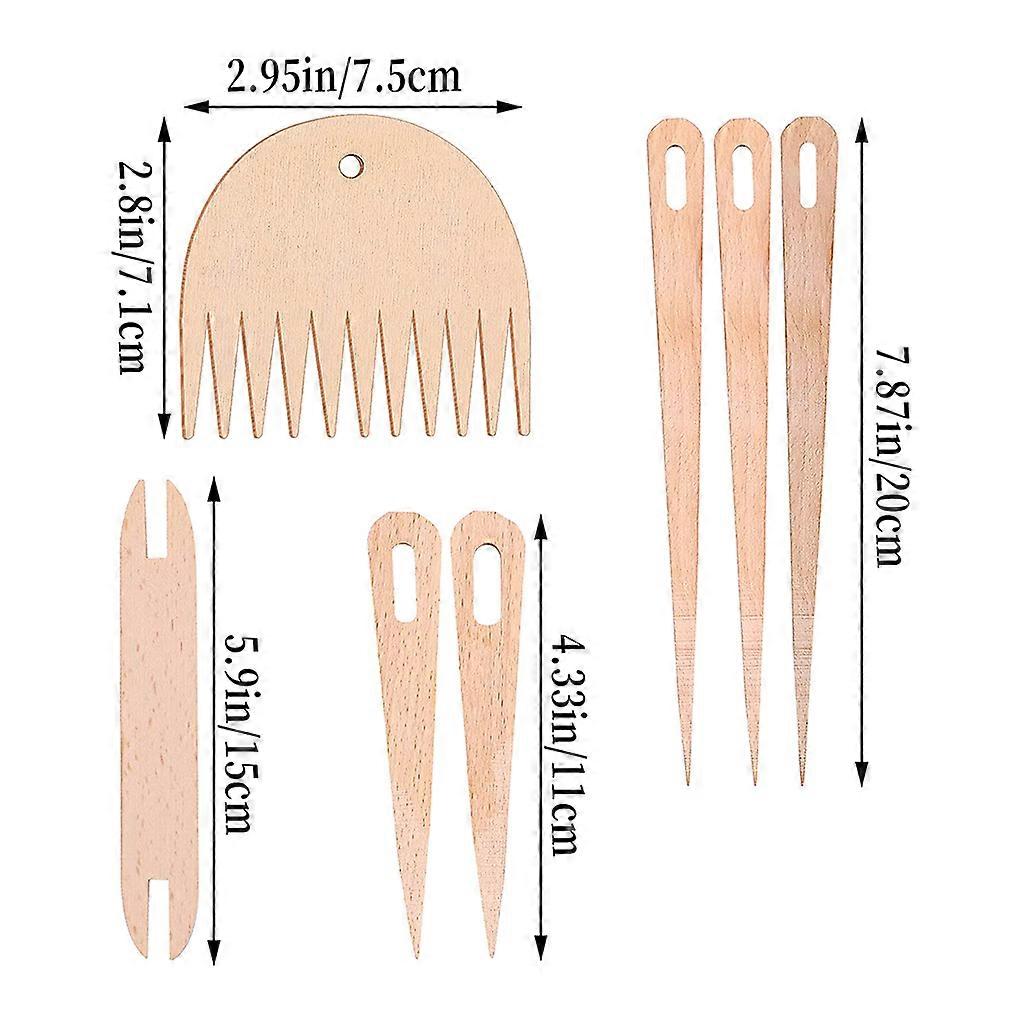 7 Pcs Wooden Hand Loom Stick Set Wooden Weaving Needle Shuttle Comb for ...