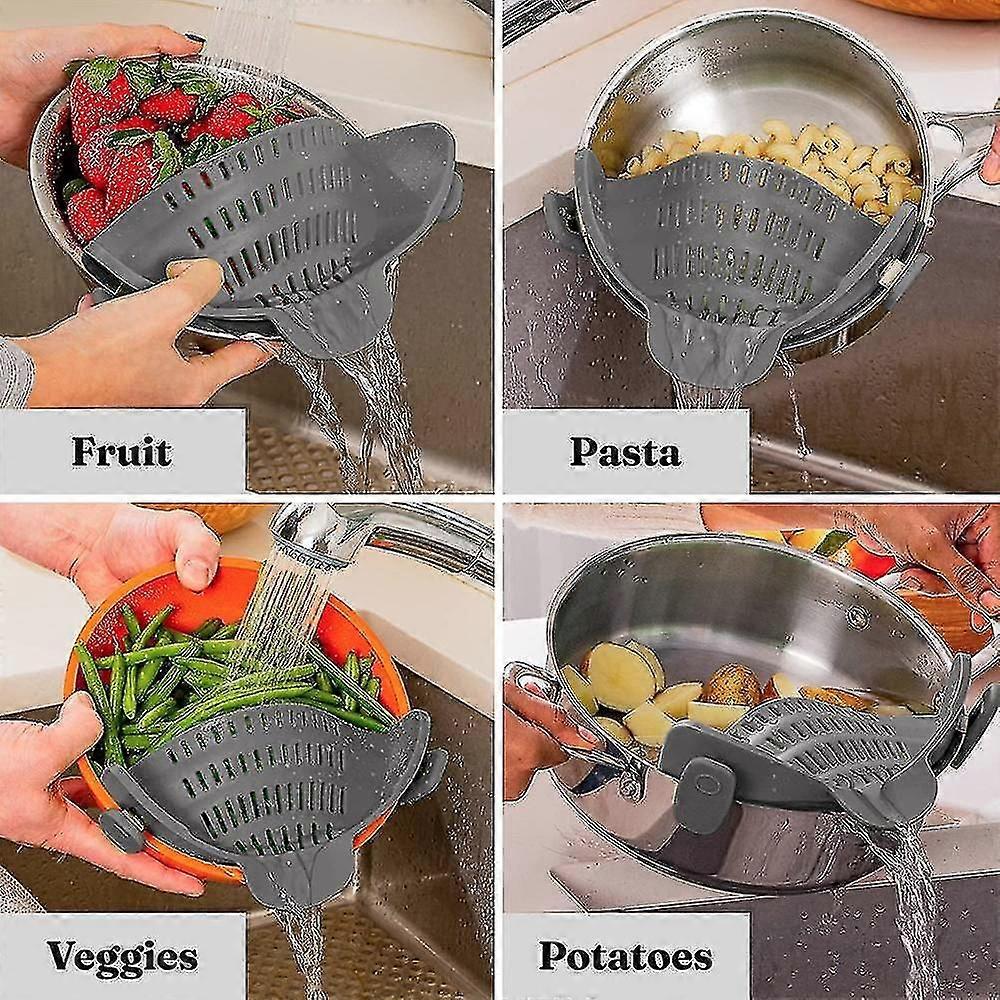 Pot Strainer And Pasta Strainer - Adjustable Silicone Clip On Strainer ...